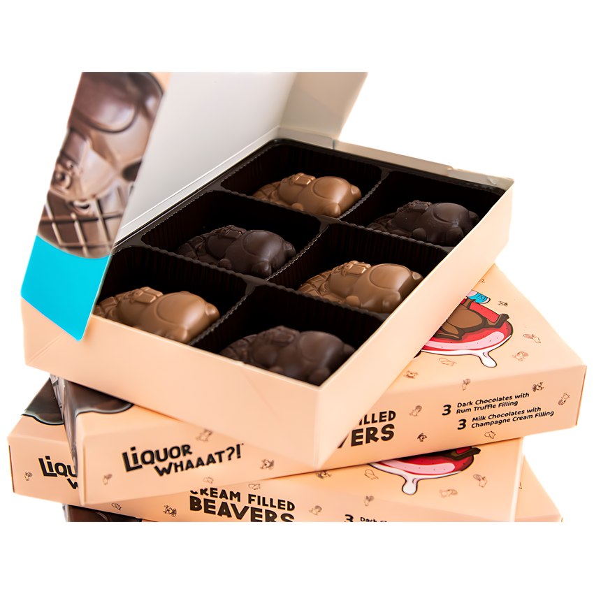 BOX OF 6 CHOCOLATE CREAM FILLED BEAVERS - NEW FLAVORS! – Liquor Whaaat?!