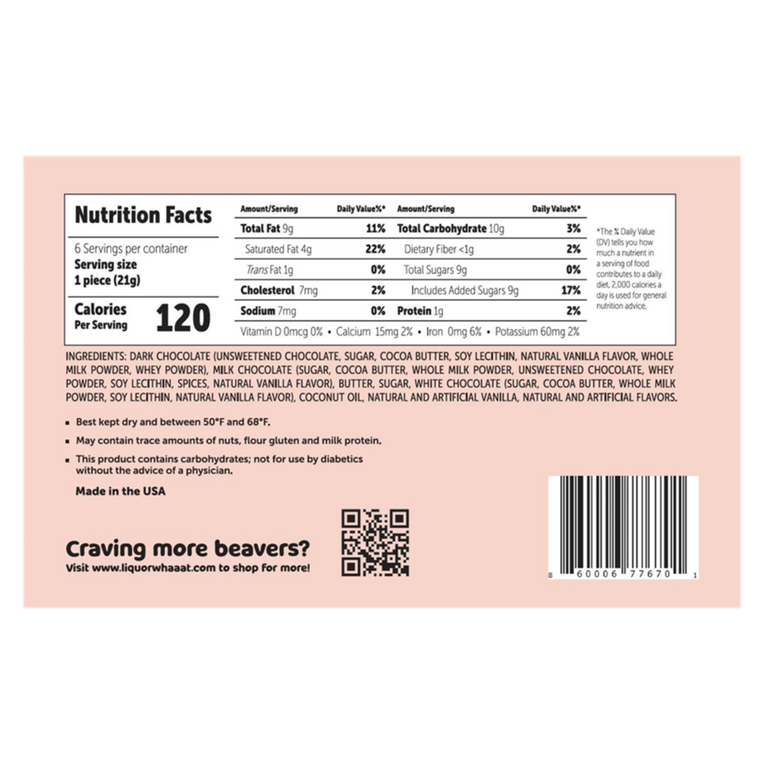 BOX OF 6 CHOCOLATE CREAM FILLED BEAVERS - NEW FLAVORS! – Liquor Whaaat?!